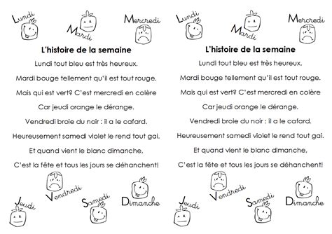 Les jours de la semaine Orphéecole