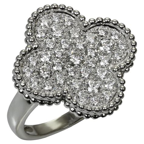 Van Cleef And Arpels Sweet Alhambra Ring 18k White Gold And Diamonds
