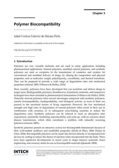 Pdf Polymer Biocompatibility