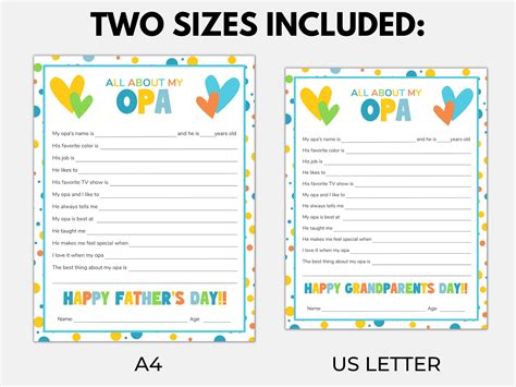 All About My Opa Printable Grandpa Fathers Day T All About