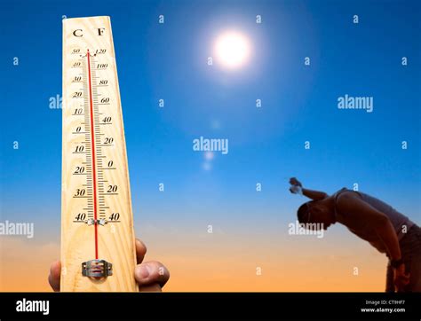 Man Throwing Water Over His Head For Cooling Under Heat And Summer Sky
