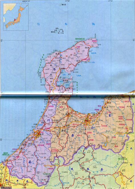 石川县 富山县地图 日本地图库