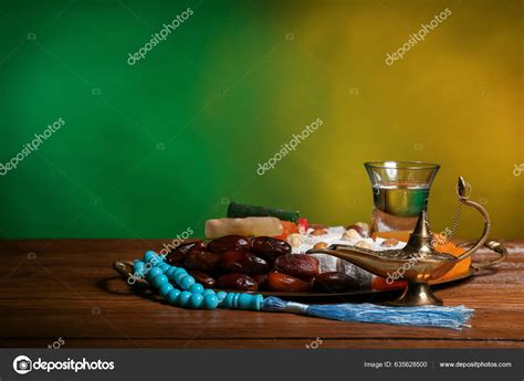 Aladdin Lamp Wishes Prayer Beads Glass Sweets Ramadan Table Color