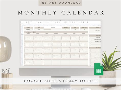 Electronic Monthly Calendar