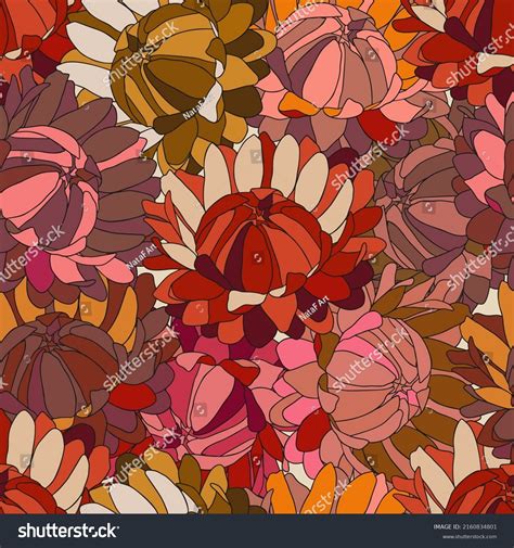 Retro Boho Helichrysum Flowers Floral Seamless Stock Vector Royalty