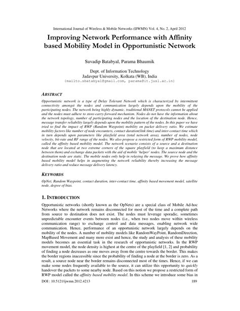 Pdf Improving Network Performance With Affinity Based Mobility Model