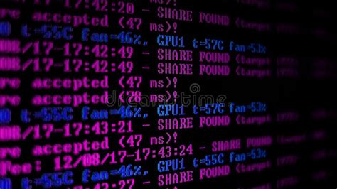 Mining Cryptocurrency Process Program On Display Pc Using Software Share Found Stock Image