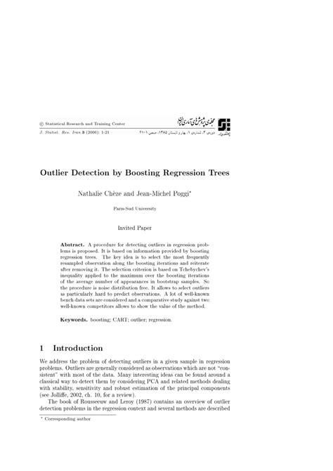 Pdf Outlier Detection By Boosting Regression Trees