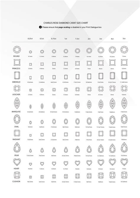 29 Printable Diamond Size Charts And Diamond Color Charts Diamond Size