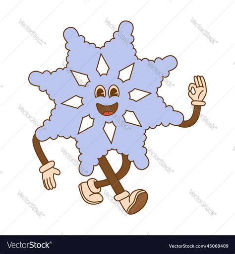 Comic Character Of A Groovy Snowflake Royalty Free Vector