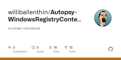 Github Williballenthinautopsy Windowsregistrycontentviewer No Longer Maintained