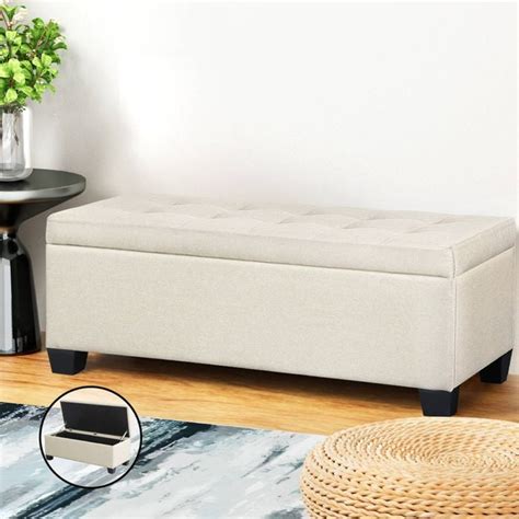 Artiss Storage Ottoman Blanket Box Large Seat Fabric Foot Stool Chest