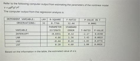 solved refer to the following computer output from