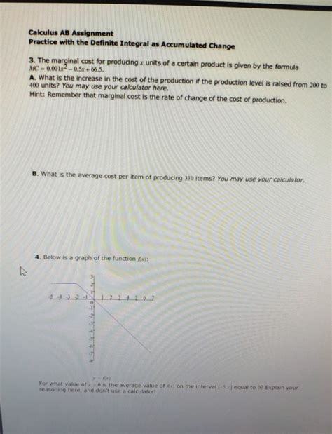 Solved Calculus Ab Assignment Practice With The Definite