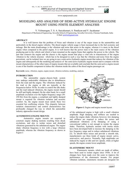 Pdf Modeling And Analysis Of Semi Active Hydraulic Engine Mount Using Finite Element Analysis