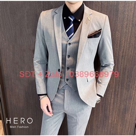 Bộ Vest Nam Cao Cấp Hàn Quốc Màu Ghi Xám Bộ Suit Nam Thanh Niên Màu