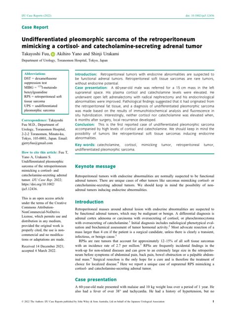 Undifferentiated Pleomorphic Sarcoma Of The Retrop Pdf Adrenal