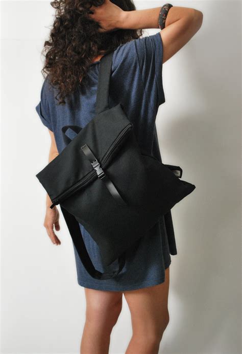 Convertible Chic Backpack Messenger Bag Monochrome Waterproof Etsy