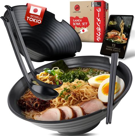 LunchHero Ramen Schüssel Set Ramen Bowl Schüssel ml aus Melamin Ramen Set Geschirr mit