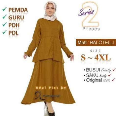 Jual Gamis Pns Pdh Pemda Khaki Model Setelan Baju Seragam Syari Pns Pdh
