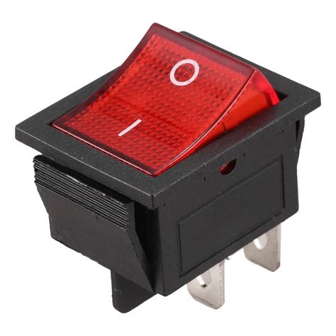 Red Light Illuminated 4 Pin Dpst On Snap In Rocker Switch 16a 20a 250v