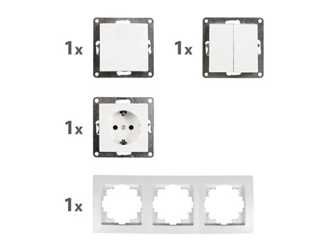 Wand Steckdosen Und Schalter Set Mcpower Flair Tür 3 Fach 4 Teilig W