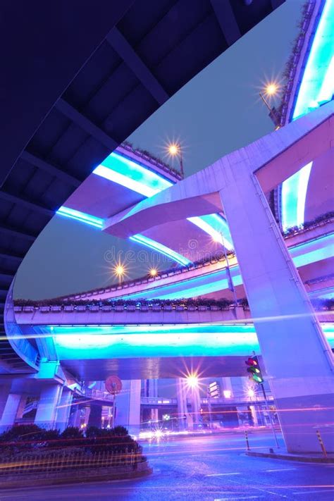 Shanghai Highway Overpasses Night Stock Image Image Of Concrete
