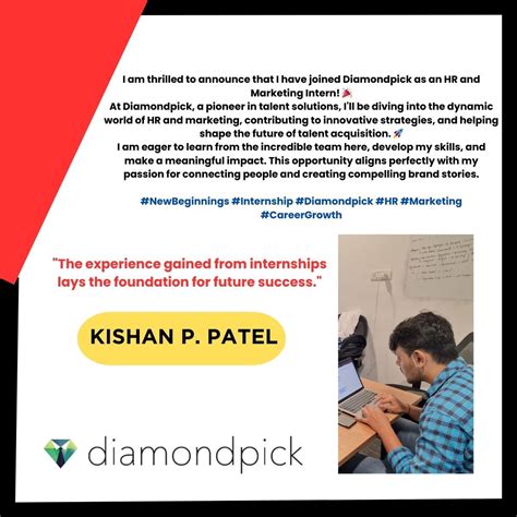 Kishan Patel On Linkedin Newbeginnings Internship Diamondpick Hr