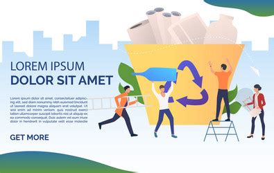 People Putting Rubbish Into Big Recycling Bin Vector Image