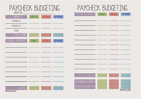 Paycheck Budget Template Printable Printable Word Searches