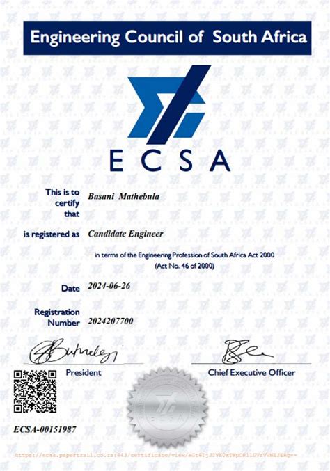 Candidateengineer Preng Ecsa Engineeringcertification Basani