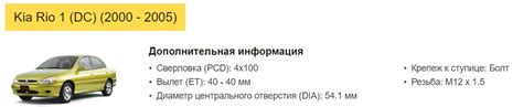 Стандартные размеры шин для киа рио
