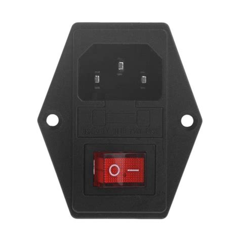 New 3 Pin Iec320 C14 Ac Inlet Male Plug Power Socket With Fuse Switch