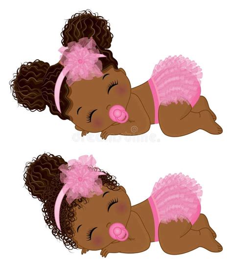 Black Girl Cartoon Clipart Digital Illustration Stock Illustration