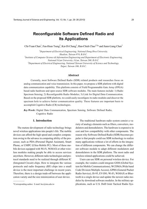 Pdf Reconfigurable Software Defined Radio And Its Applications