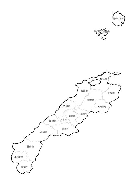 日本地図 白地図 島根県のイラスト