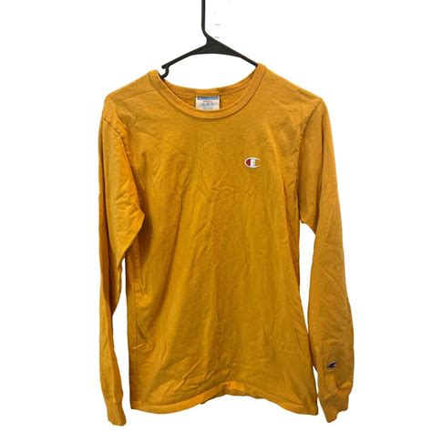 Yellow Mens Champion Long Sleeve T Shirt With Depop