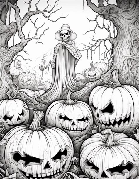 Premium Photo Halloween Coloring Pagehalloween Pumpkin Coloring Page