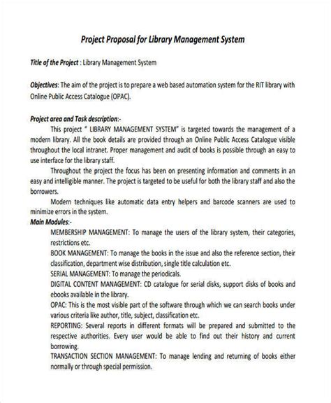 Project Proposal Format Library Management System
