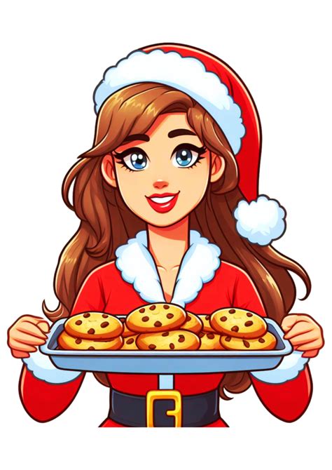 Mamãe Noel fantasia mulher biscoitos desenho ilustração png