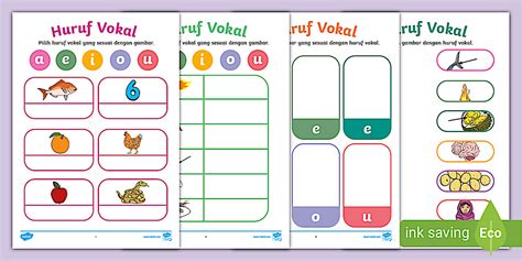 Lembaran Kerja Huruf Vokal Latihan Huruf Vokal Prasekolah