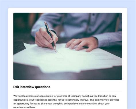 Exit Interview Questions Free Craft Template