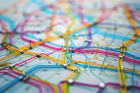 Generative Ai Image Of Road Train Traffic Map With Colorful Cable