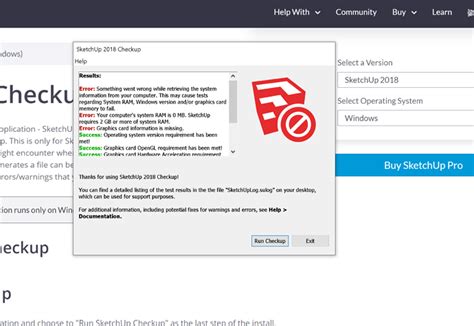 PB Sketchup Detection RAM Carte Graphique SketchUp SketchUp Community