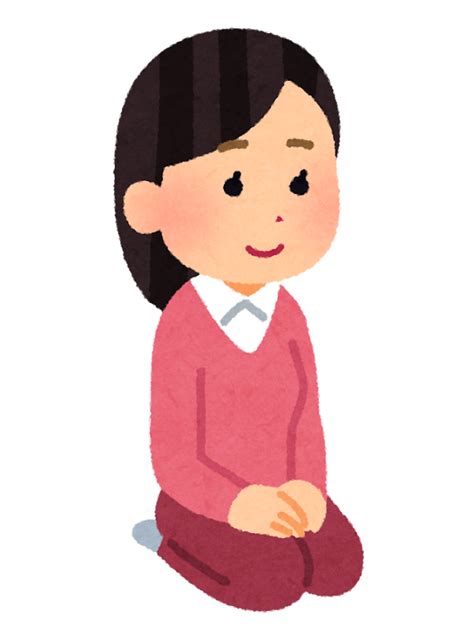 無料イラスト かわいいフリー素材集 正座のイラスト女性