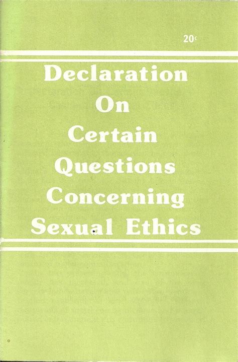 Declaration On Certain Questions Concerning Sexual Ethics Catholic