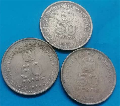 Colombia Monedas 50 Pesos 1987 1988 1989 Mercadolibre