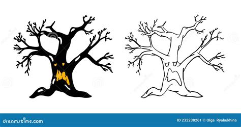 Scary Tree Halloween Vector Stock Vector Illustration Of Tree
