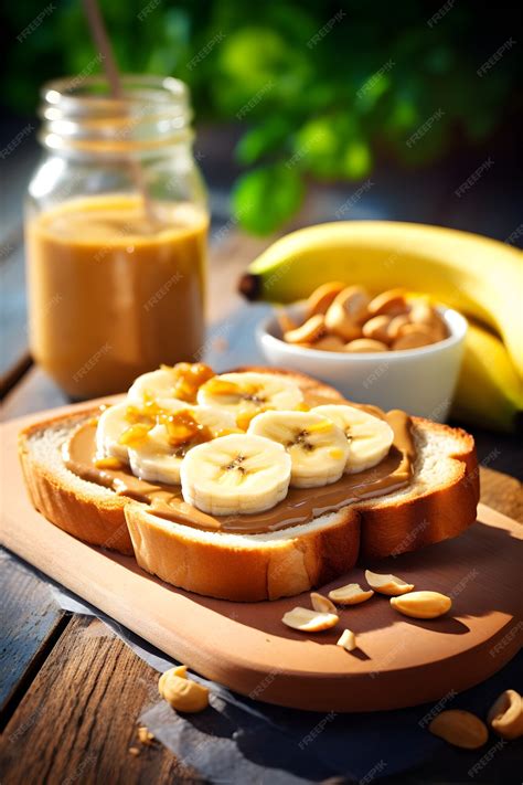 바나나를 곁들인 맛있는 빵 샌드위치 보기 Ai 생성 이미지