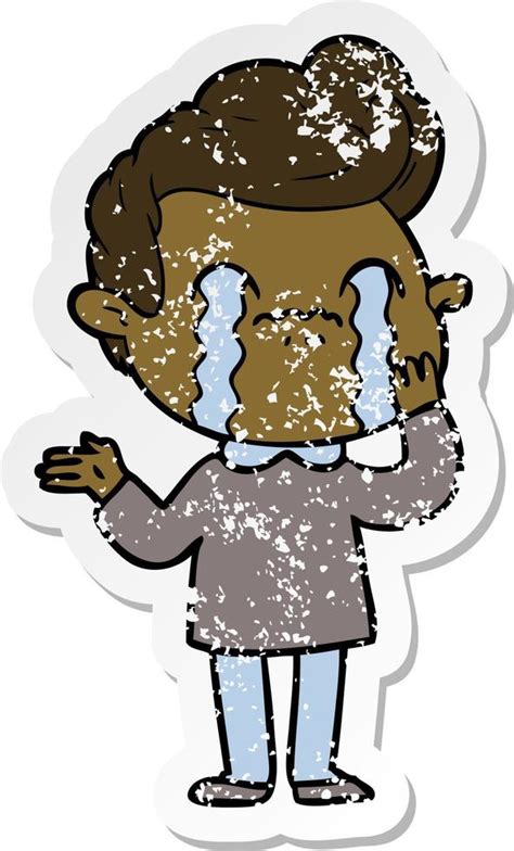 Pegatina Angustiada De Un Caricaturista Llorando 10542842 Vector En